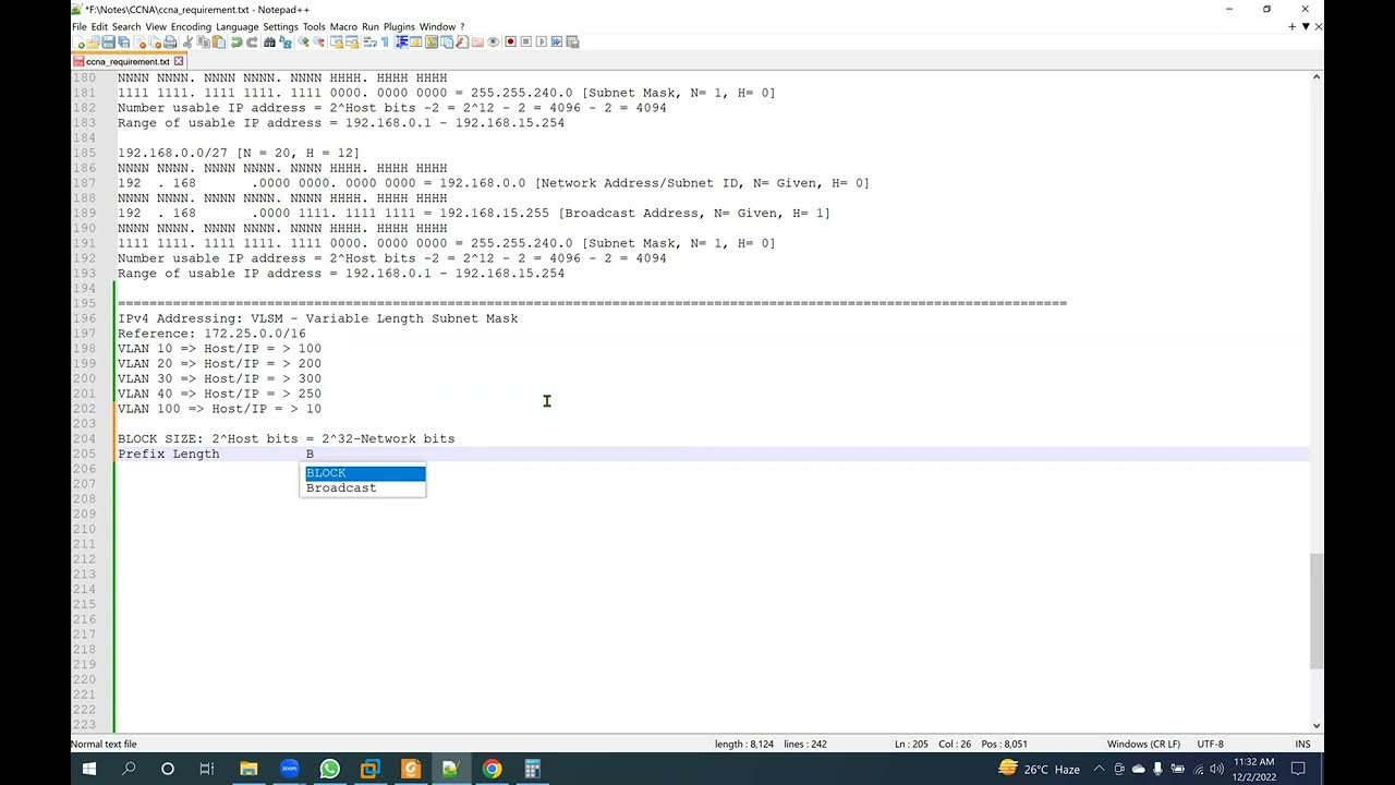 CCNA 200-301 Class10 2022-12-02[IPv4 Addressing: VLSM - Variable Length Subnet Mask -Part1 ...