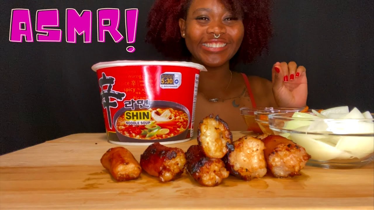 ASMR BEEF LARGE INTESTINES (daechang)+ SPICY SHIN RAMEN NOODLE + KIMCHI ...