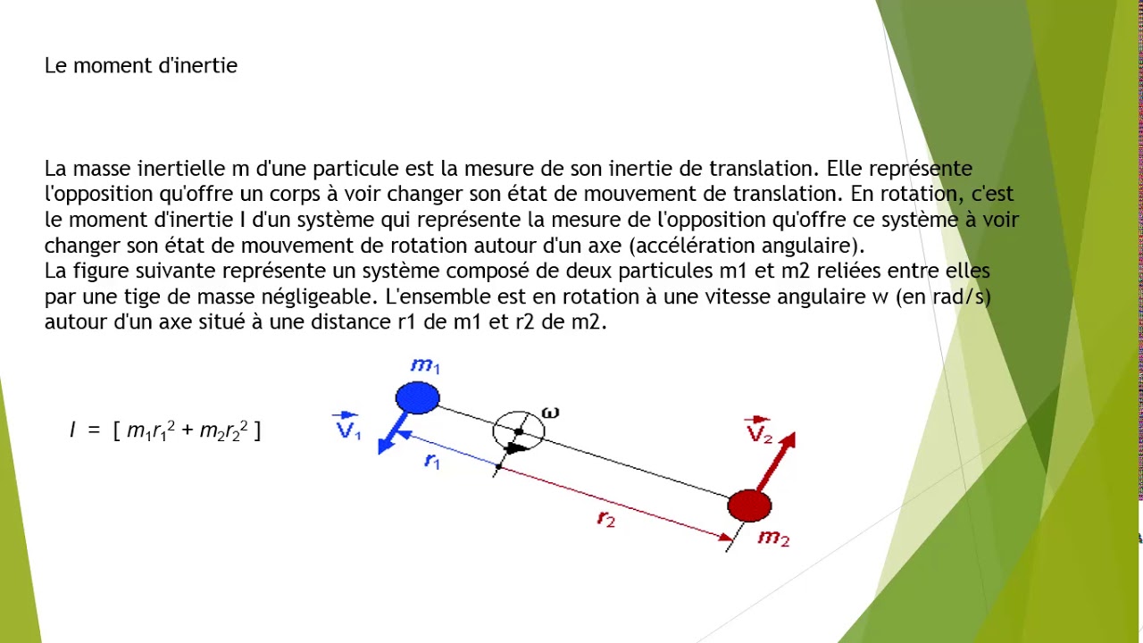 Dynamique de rotation 3. moment d'inertie - YouTube