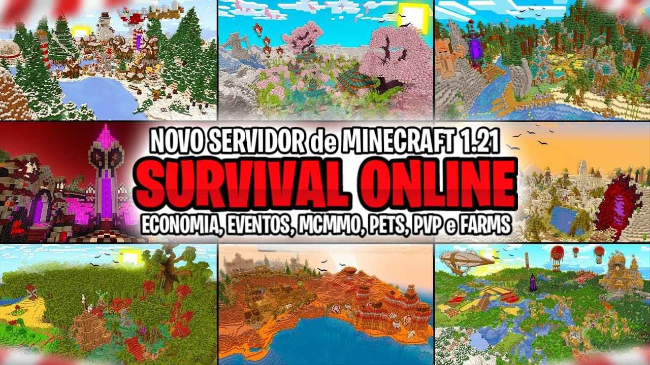 NOVO SERVIDOR de MINECRAFT SURVIVAL para MINECRAFT BEDROCK e JAVA com ECONOMIA, PVP e LIGA DE ...