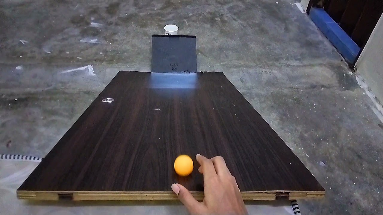 ping pong ball roll bounce on a board into a cup - YouTube