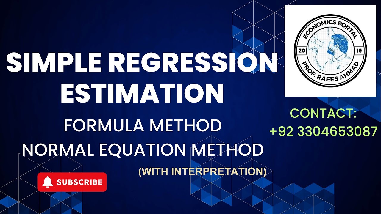 Regression Equation of y on x (with interpretation) || Formula method ...