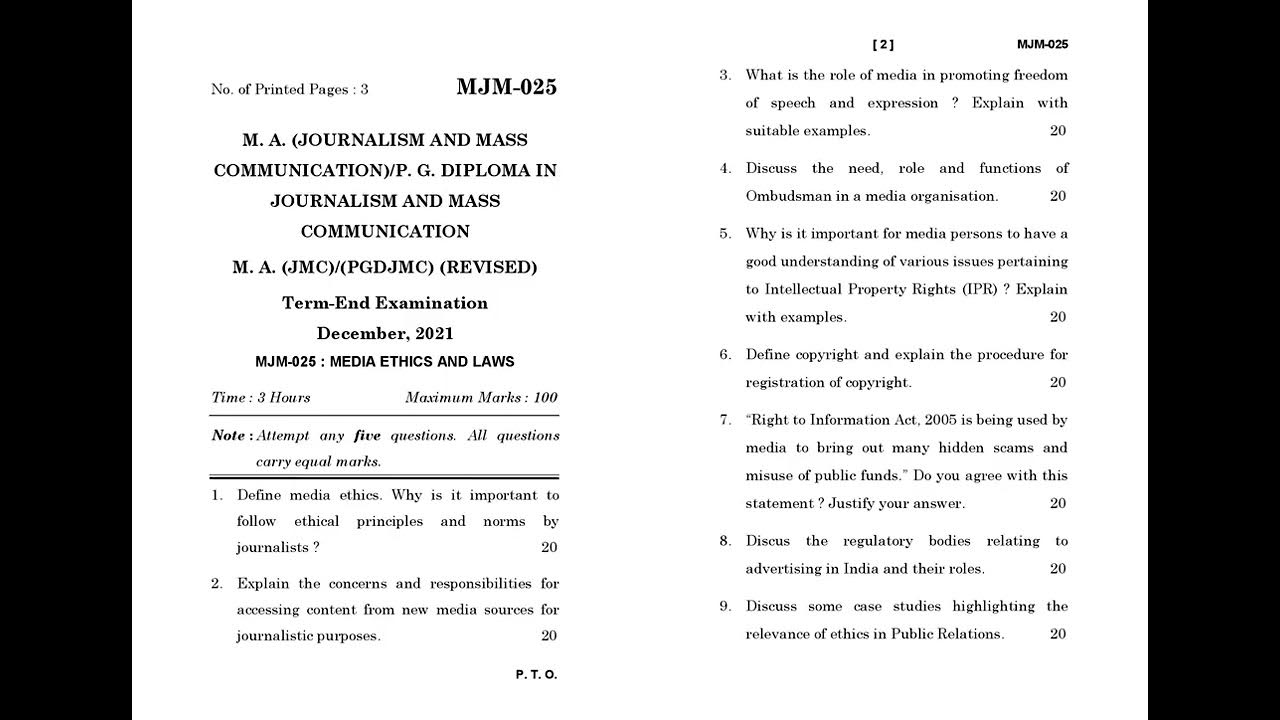 MJM - 025 December 2021 Question Paper - YouTube