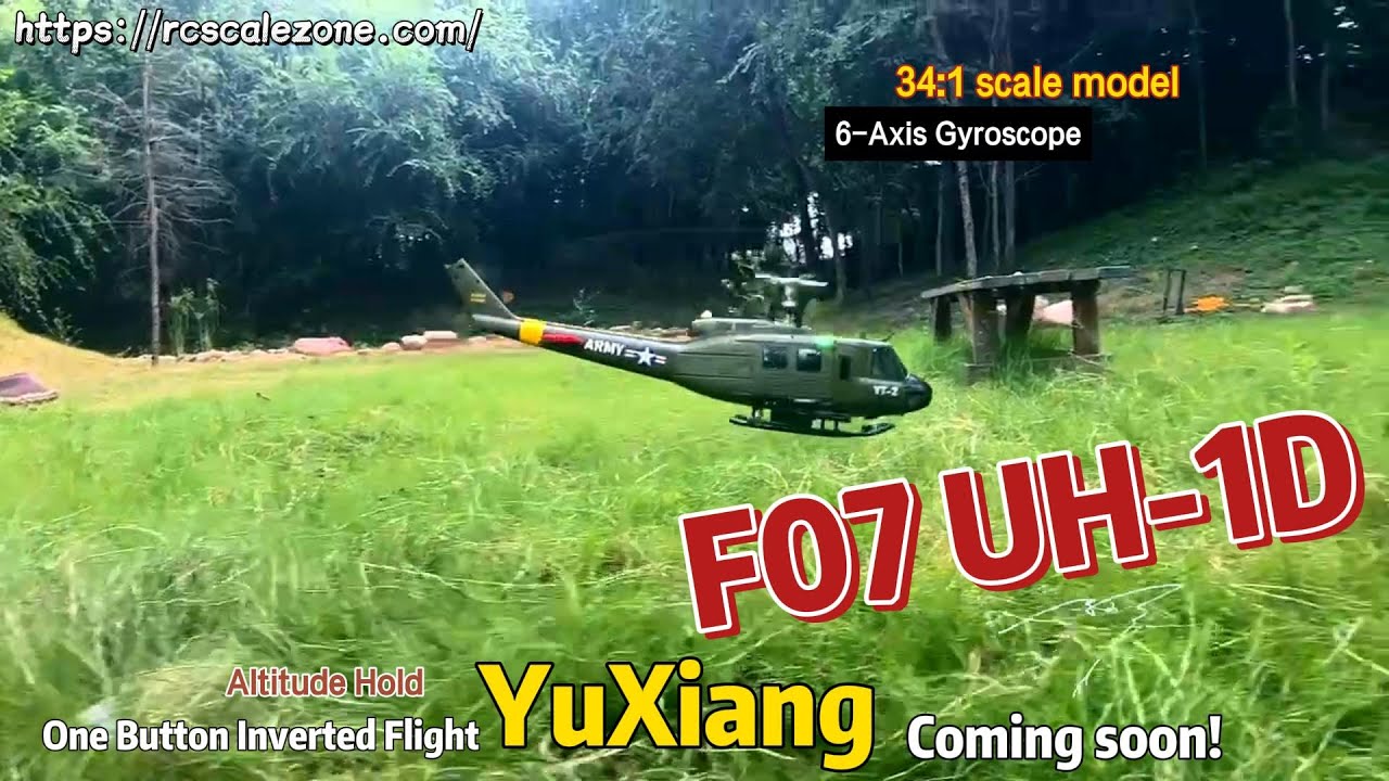 Upcoming YuXiang Product: F07 UH-1D Gyro Stabilized Helicopter - YouTube