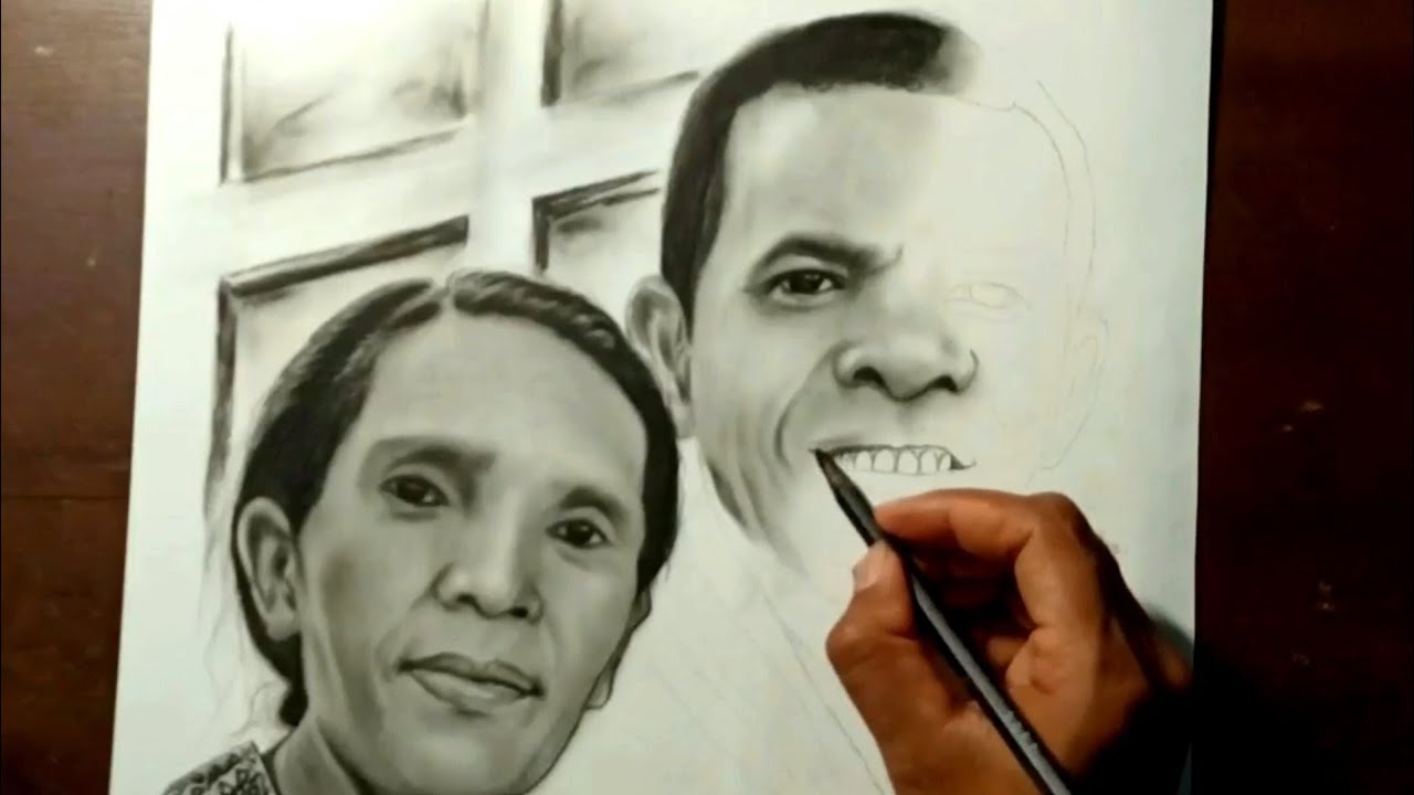 How To Draw Husband and wife Portrait || The magic of charcoal pencil ...