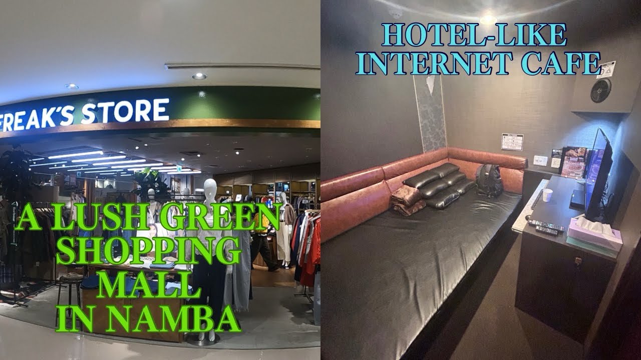 Hotel-like Internet cafe in Osaka and Green spot at Namba Parks - YouTube