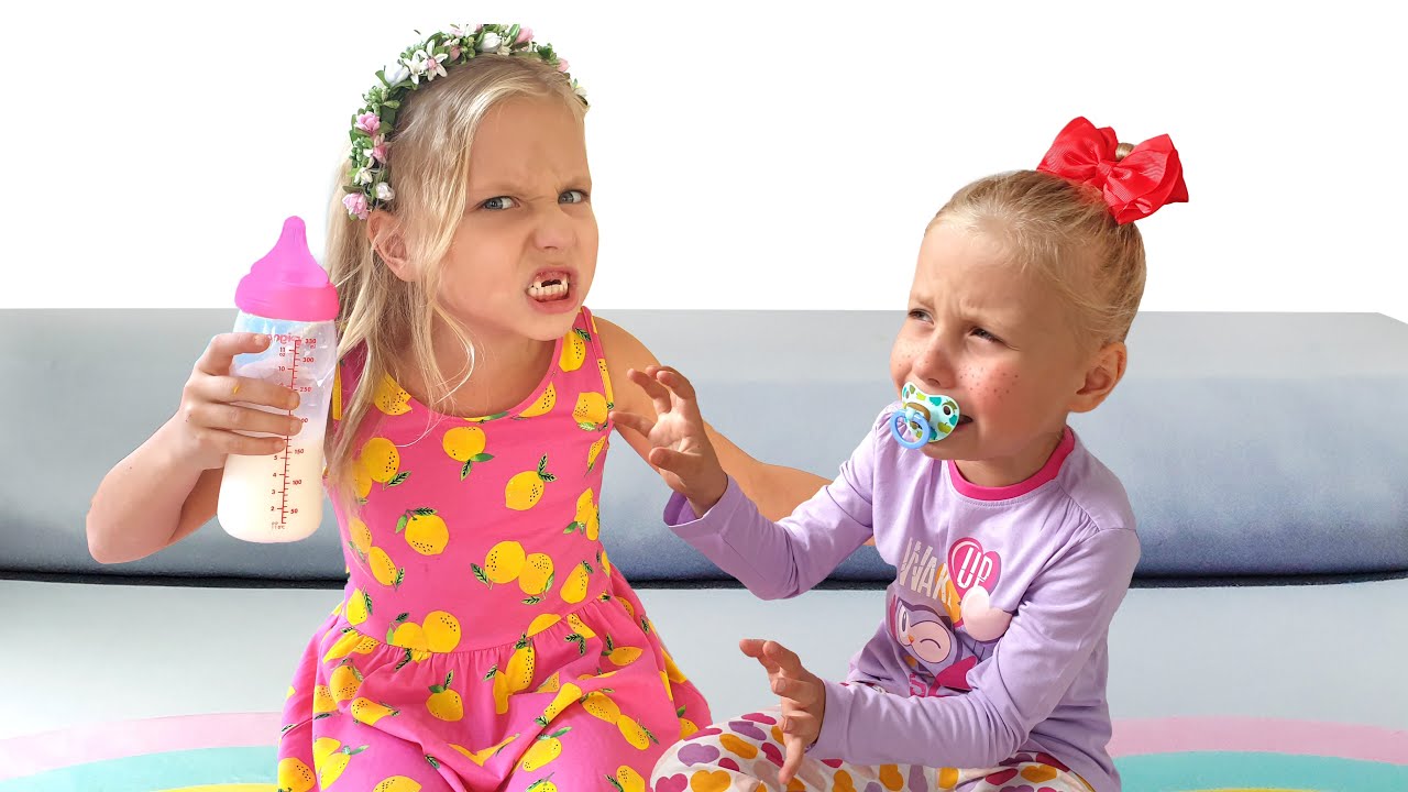 Alice and Nastya Pretend to be a Nanny for Baby - YouTube