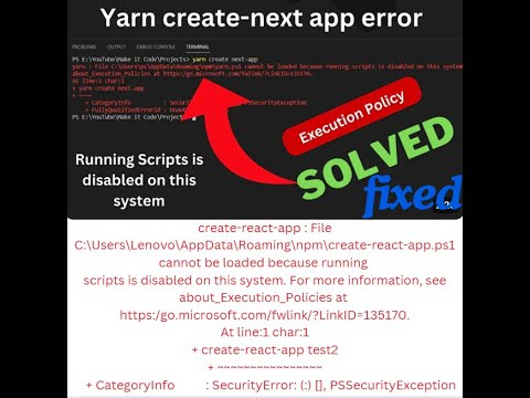 Running Scripts is disabled on this system || how to fix create react app problem #reactjs # ...