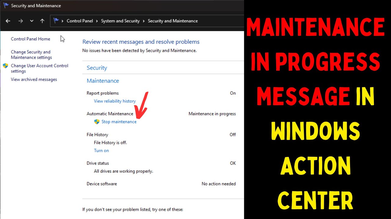 How to Disable Maintenance in Progress Message in Windows Action Center ...