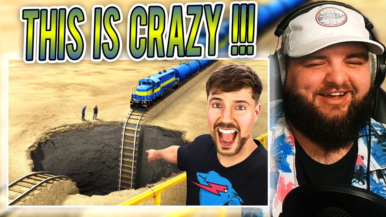 Mr Beast Train Vs Giant Pit Reaction - YouTube