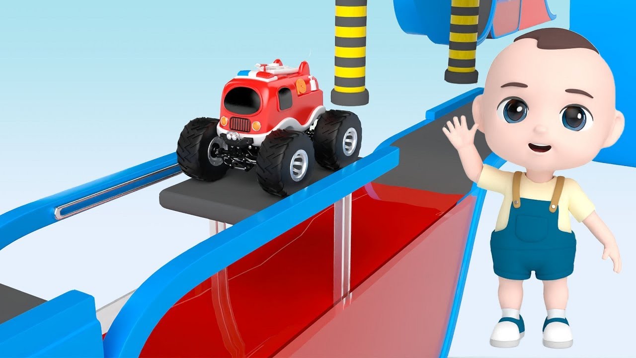 Animation for early education: toy cars go through the circular track ...