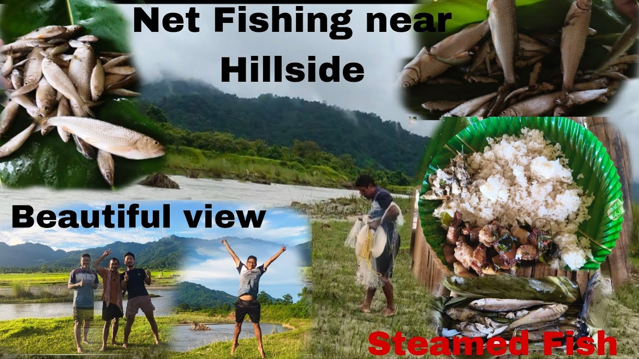 Unbelievable cast net fishing near hillside#Steamed fish#Beautiful view ...
