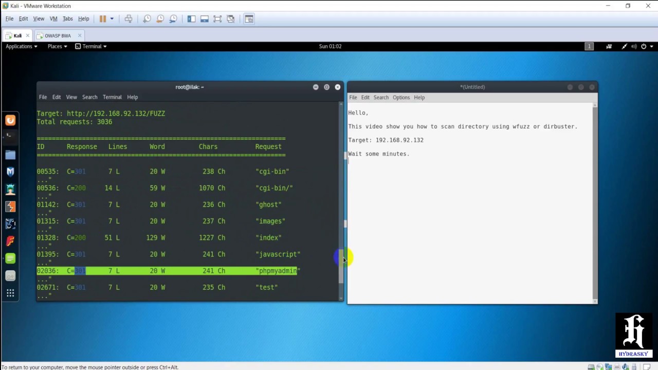 Scan directory using Wfuzz and Dirbuster - YouTube