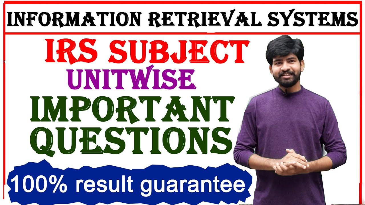 IRS subject unit wise important questions | information retrieval ...