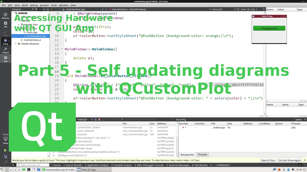 QCustomPlot - Self updating diagrams in QT Creator - YouTube