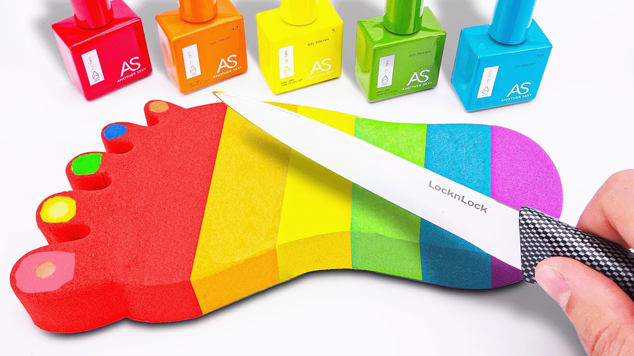 Satisfying Video How to make Rainbow Foot from Kinetic Sand & Nails ...