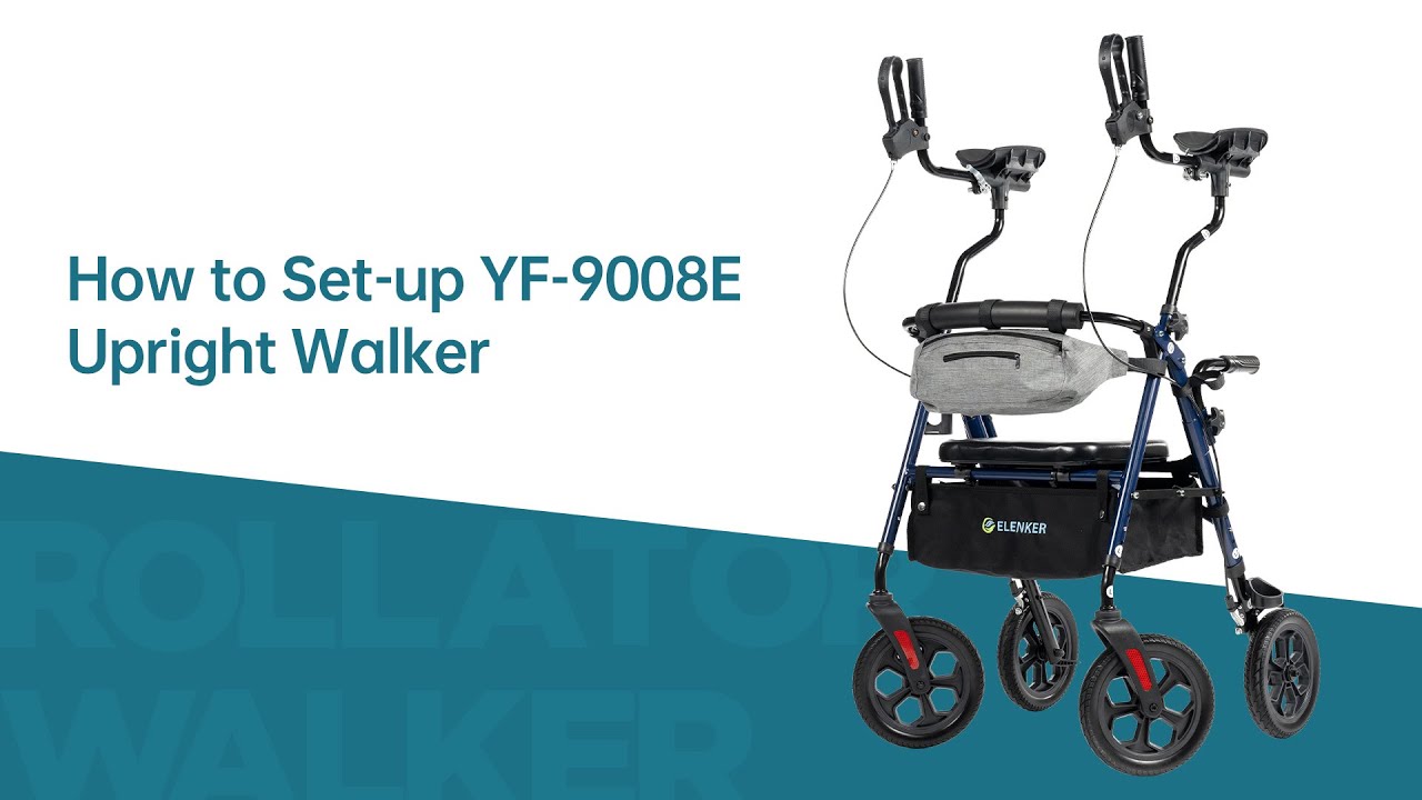 How to Set up Elenker YF-9008E Upright Rollator Walker with Seat - YouTube
