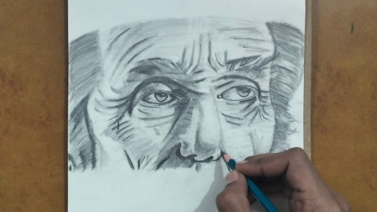 Old man drawing | Old face sketch | How to draw old man face drawing ...