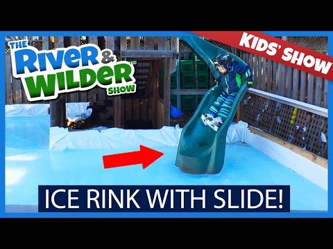 BACKYARD ICE RINK WITH A SLIDE! | TV FOR KIDS