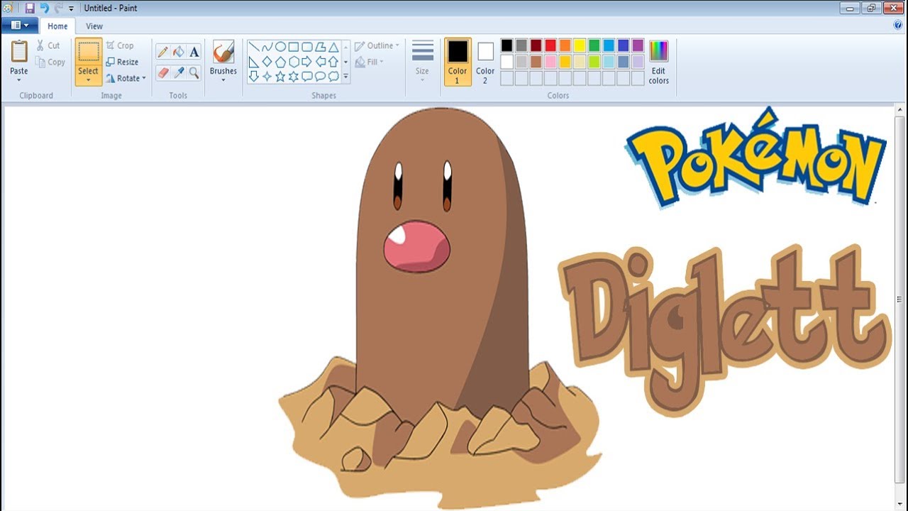 Drawing DIGLETT | pokemon MS paint - YouTube