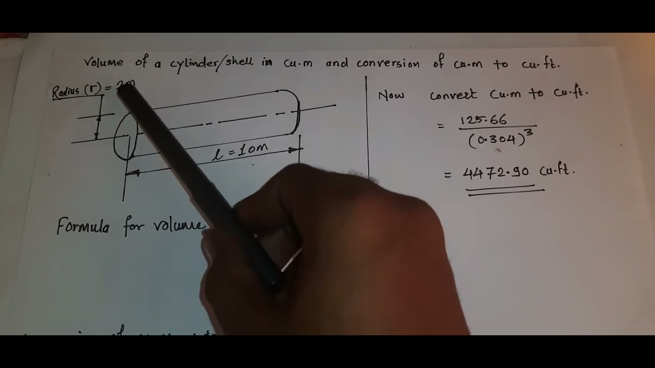 Calculate Shell /Cylinder Volume in Cu meter and convert to Cu Ft I ...