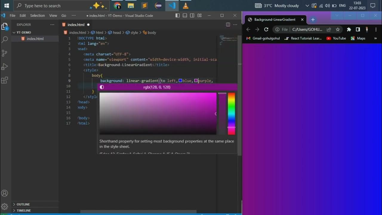 css background linear-gradient | code with Gokul - YouTube