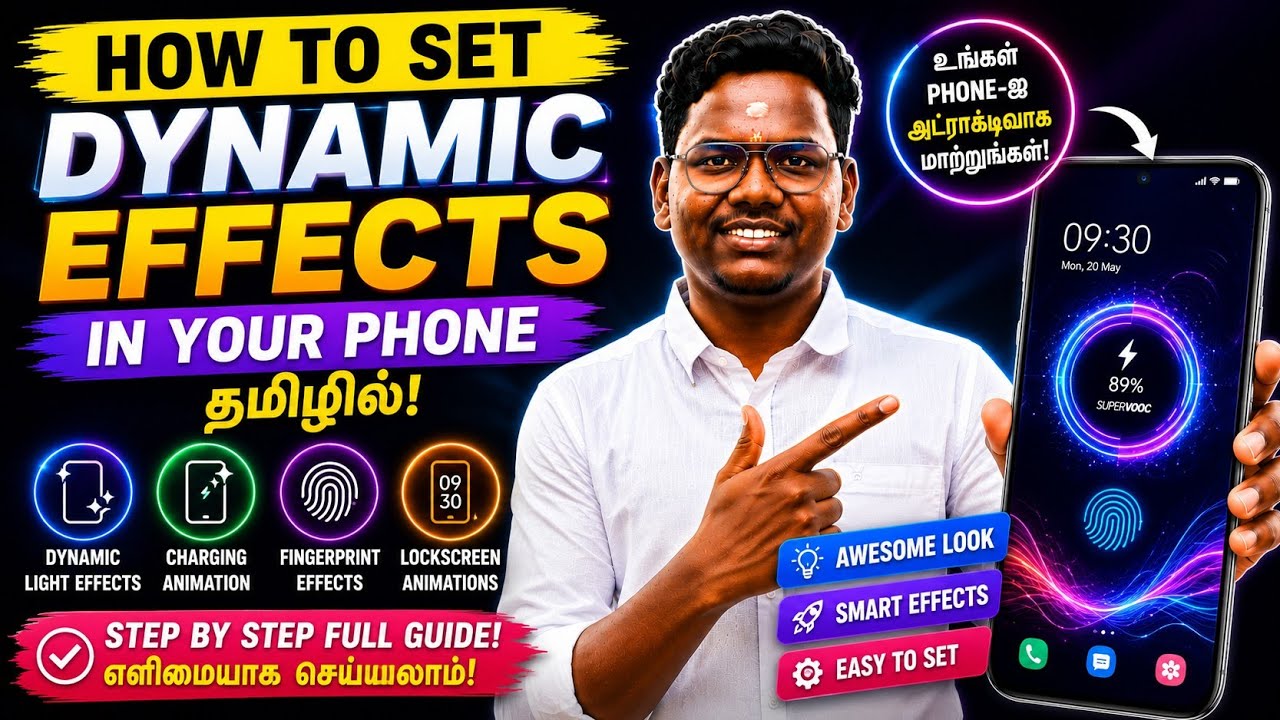 How to set dynamic effects in phone tamil? / Light for incoming calls ...