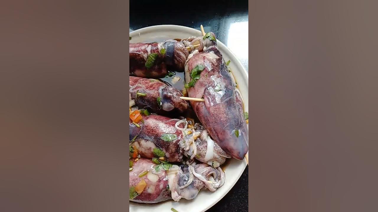 Inihaw na pusit sa kawali😱😱#yummyfood #food - YouTube