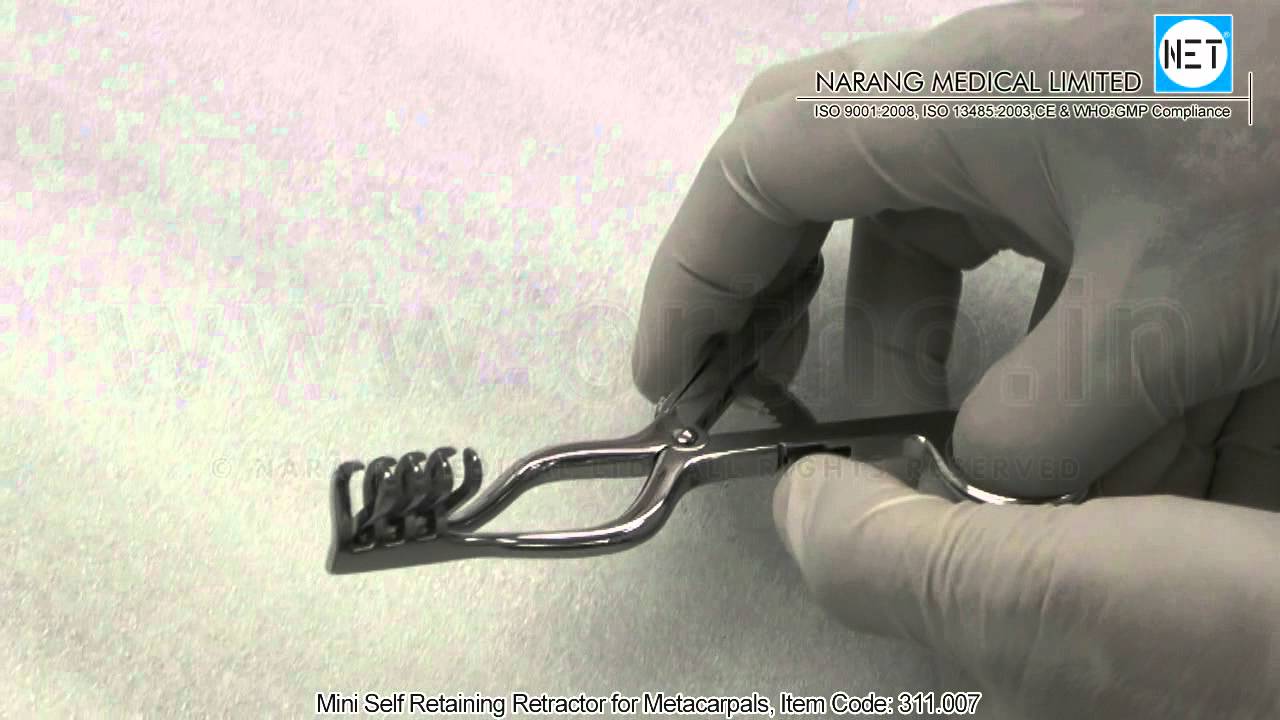Mini Self Retaining Retractor for Metacarpals. Item Code: 311.007 - YouTube