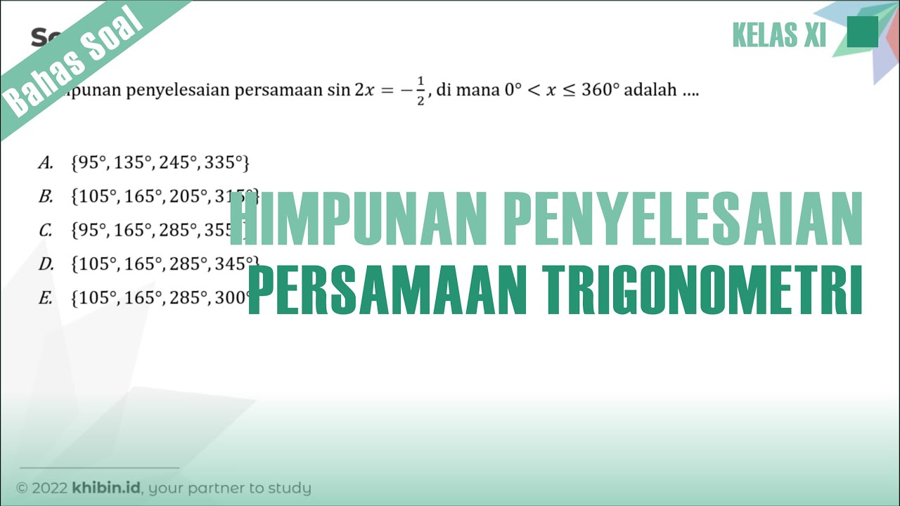 Persamaan Trigonometri Sin 2x = -1/2 | Kelas XI - YouTube