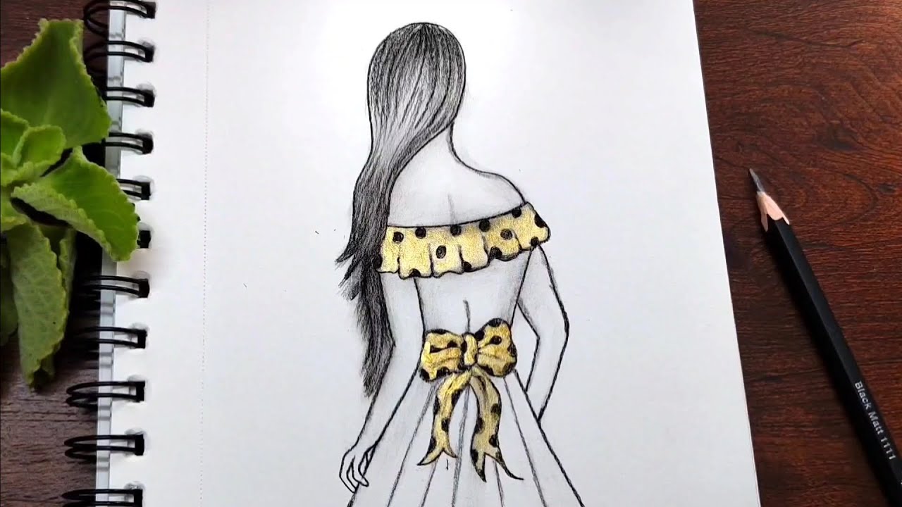 Girl from back side drawing || Easy drawings step by step || How to ...