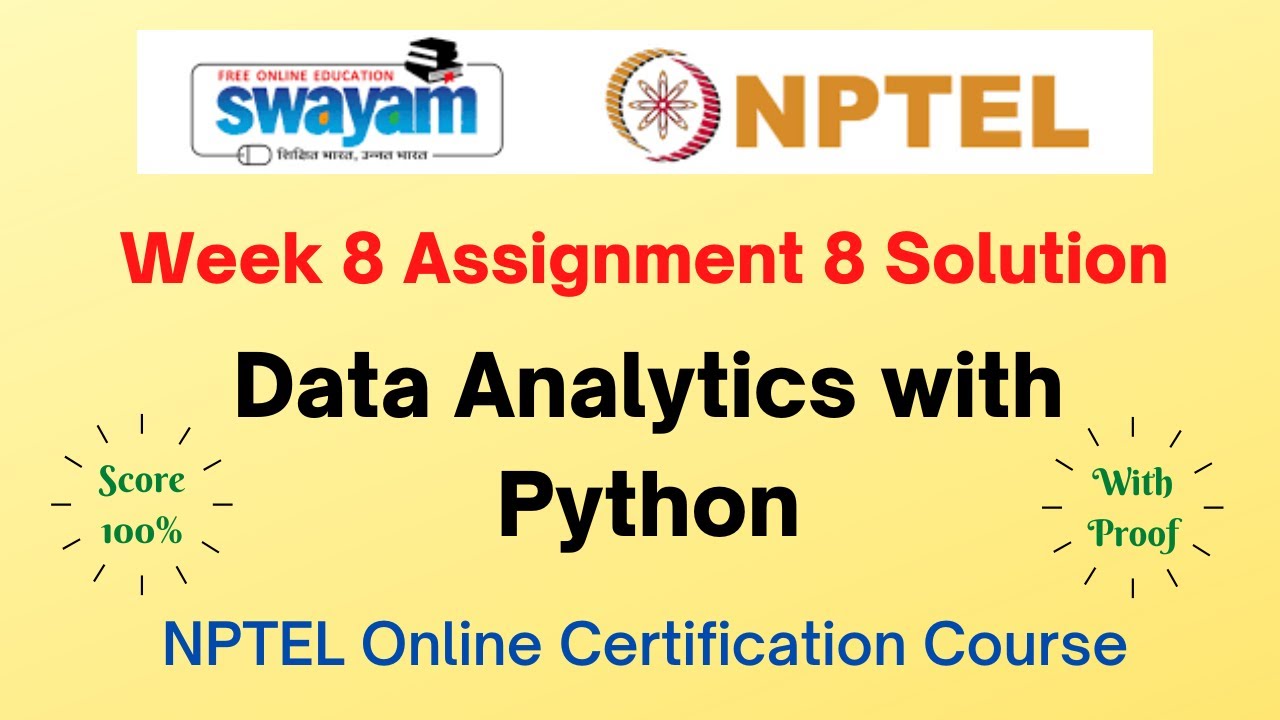 Data Analytics With Python Week 8 Assignment 8 Solution Nptel Swayam Jan Jul 2023 Youtube