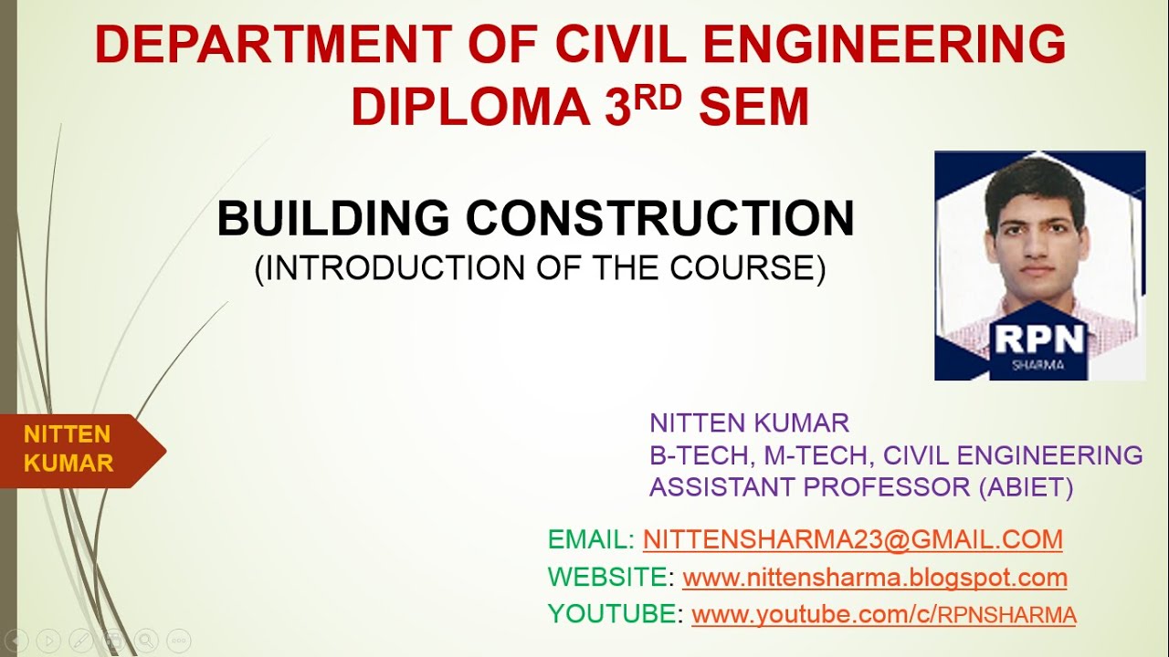 0 INTRODUCTION OF THE COURSE (BUILDING CONSTRUCTION) DIPLOMA 3RD SEM ...