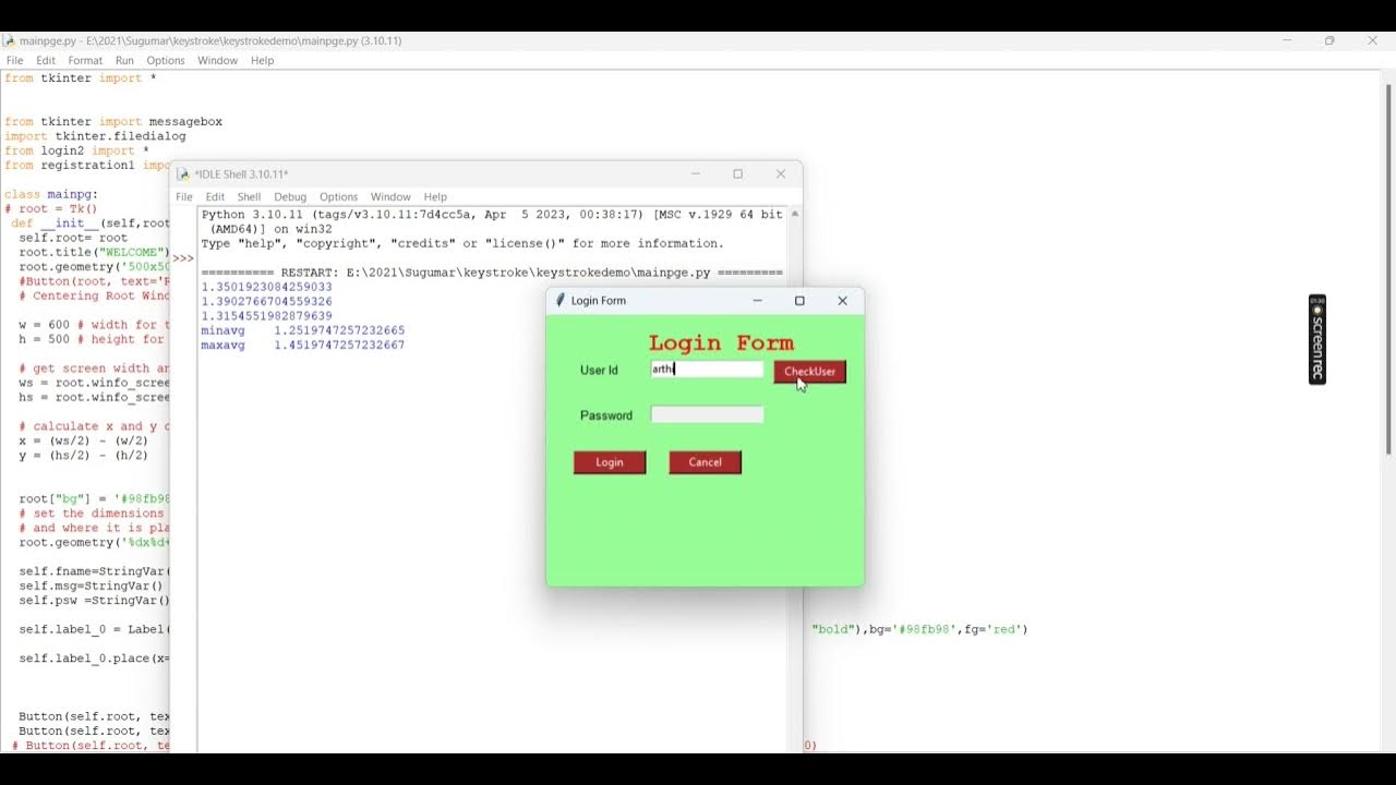 PYTHON PROJECT - KEYSTROKE BASED USER AUTHENTICATION SYSTEM - YouTube
