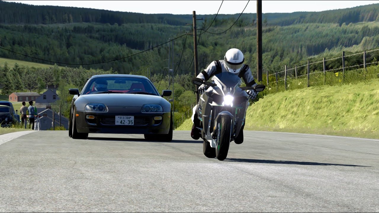 Kawasaki Ninja H2 vs Drag Factory Toyota Supra vs Nissan GT-R vs ...