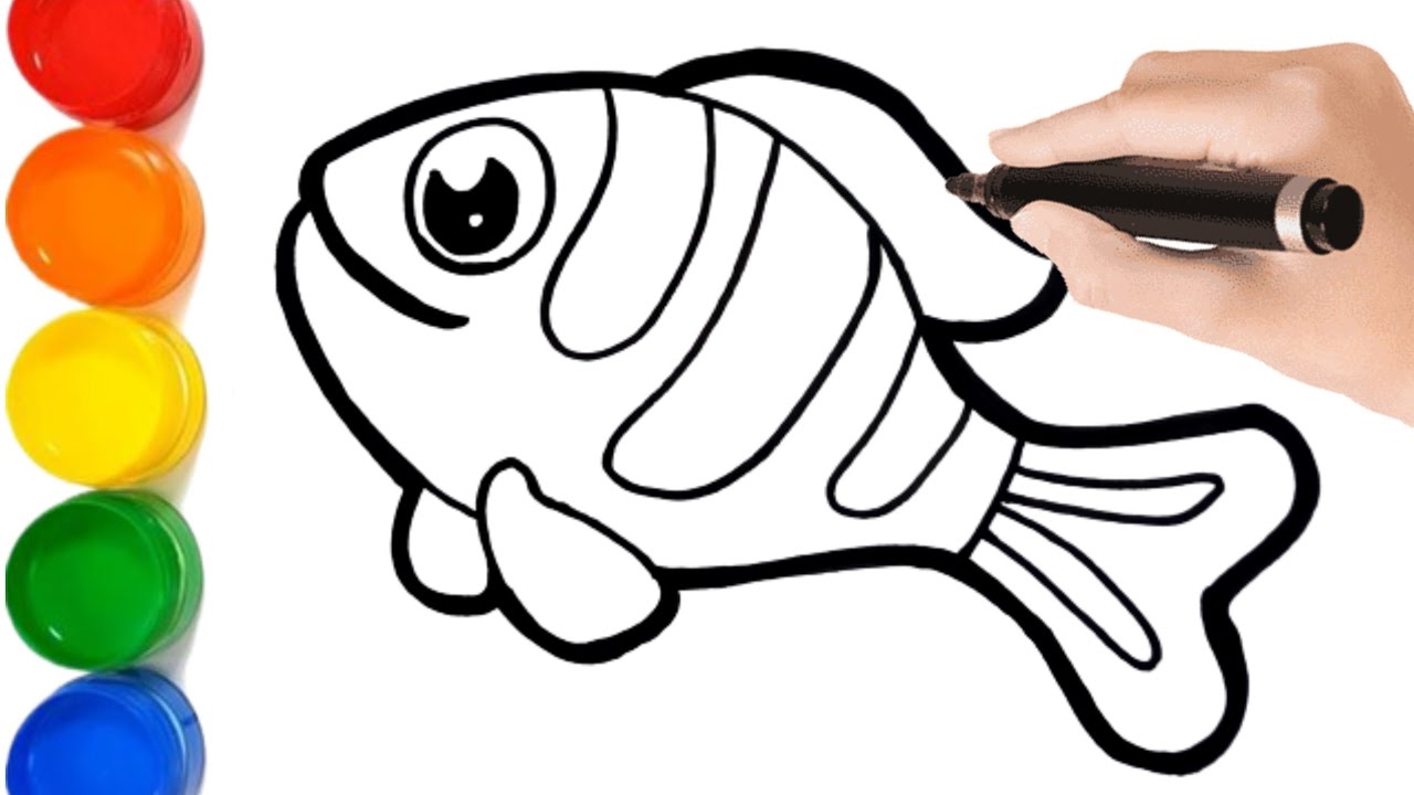 How to draw a cute fish 🐠 Drawing,Painting,Coloring| Fish 🐟 step by ...
