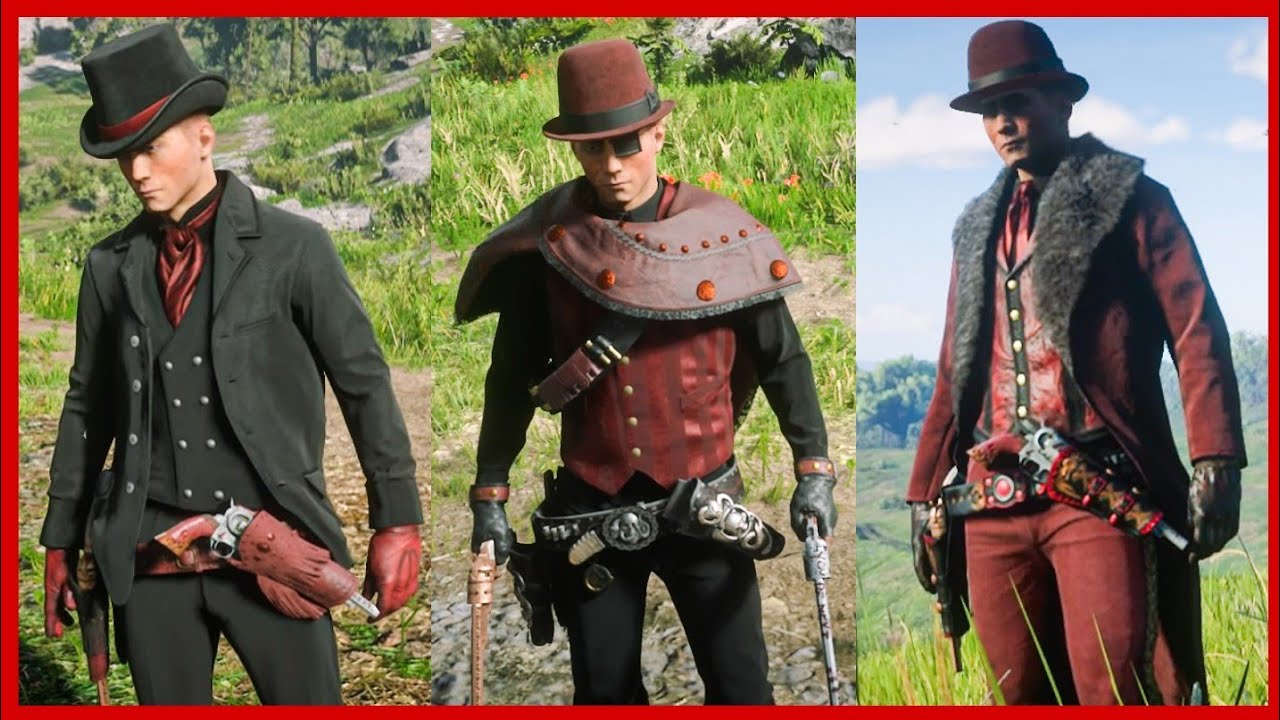 Red Dead Online black and red outlaws outfits - YouTube