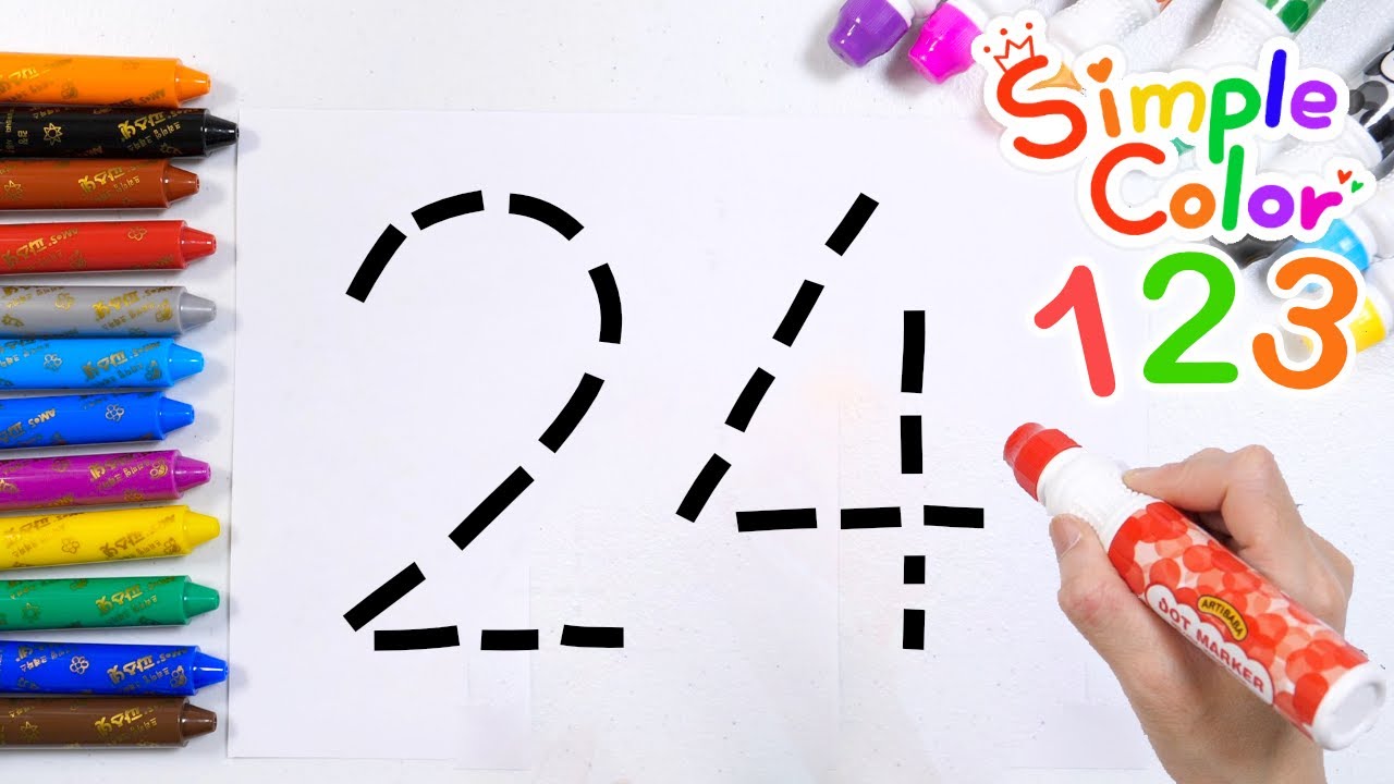 Number Tracing For Kids | Learn number 24 by writing with crayons ...