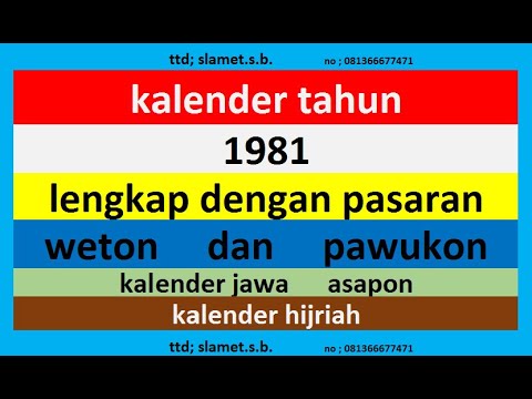 kalender 1981 lengkap pawukon - weton - pasaran kalender jawa / hijriah - YouTube