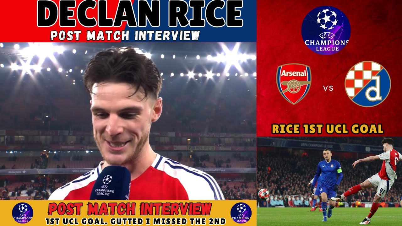 Declan Rice Post Match Interview UCL. Arsenal 3 - Dynamo 0. Happy to ...