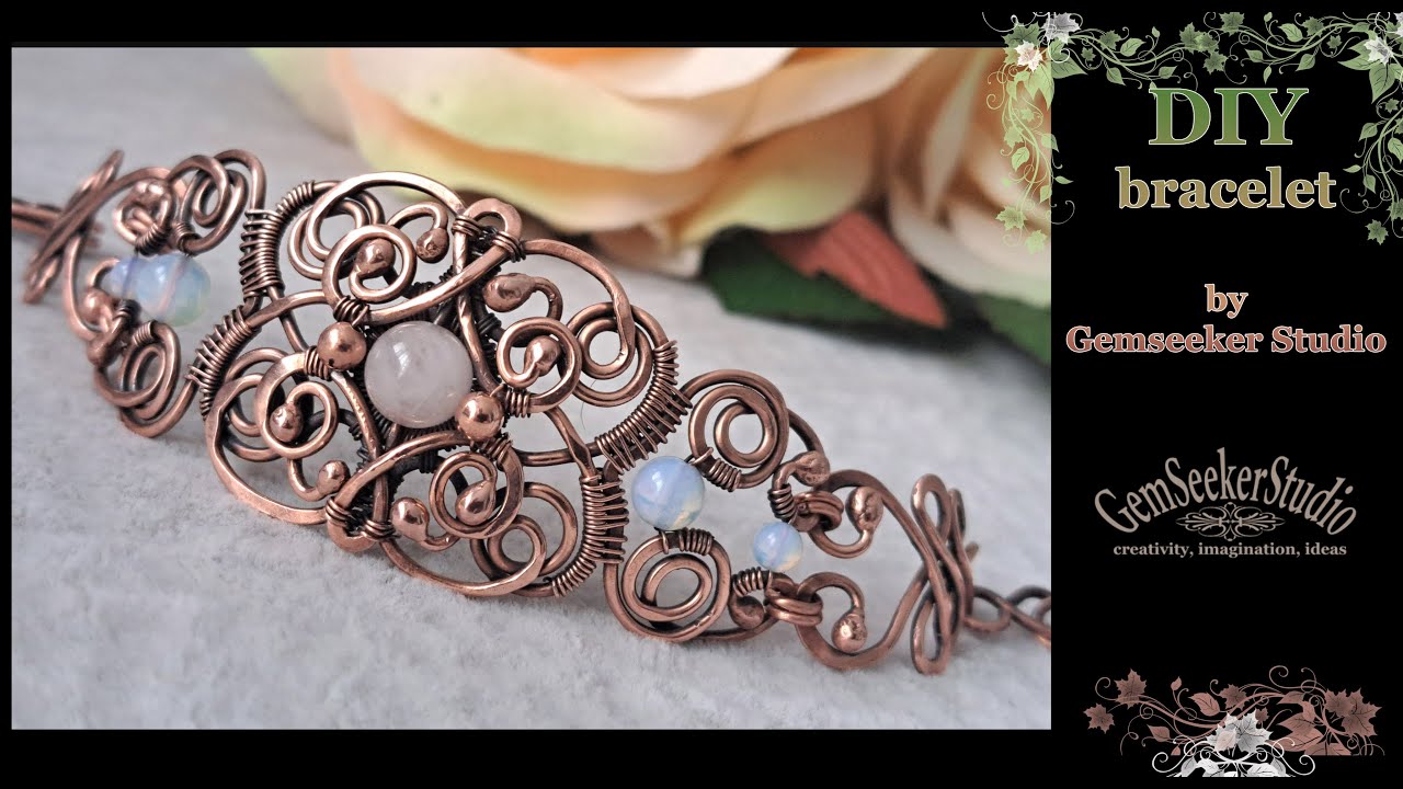DIY tutorial. How to Make wire wrap bracelet with curls - YouTube