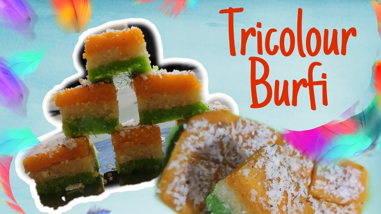Tri colour burfi recipe//within 15mins//rava burfi - YouTube