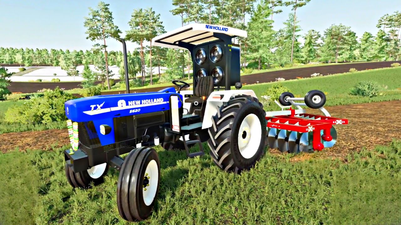 New Holland 5620 in harrow - farming simulator 22 Indian tractor mod ...