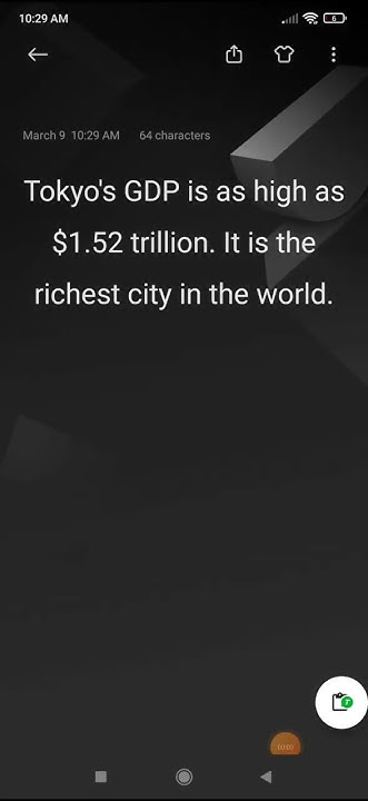 Tokyo's GDP is as high as $1.52 trillion. It is the richest city in the world. - YouTube