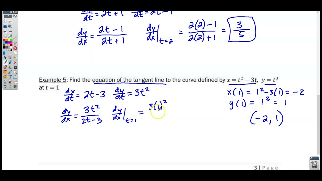 Section 9-1 Video 2- Defining and Differentiating Parametric Equations ...