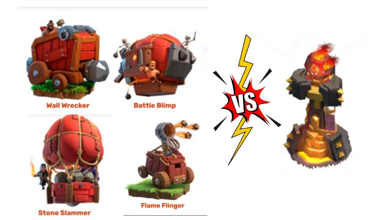 COC Siege machines vs Inferno Tower - YouTube