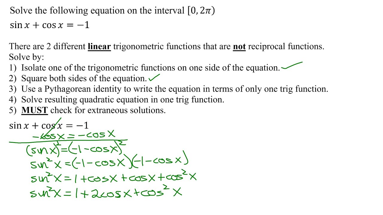 Solve a Linear Trigonometric Equation in Sin(x) and Cos(x) (Degrees ...