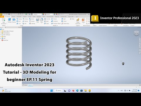Autodesk Inventor 2023 Tutorial - 3D Modeling for beginner EP.11 Spring