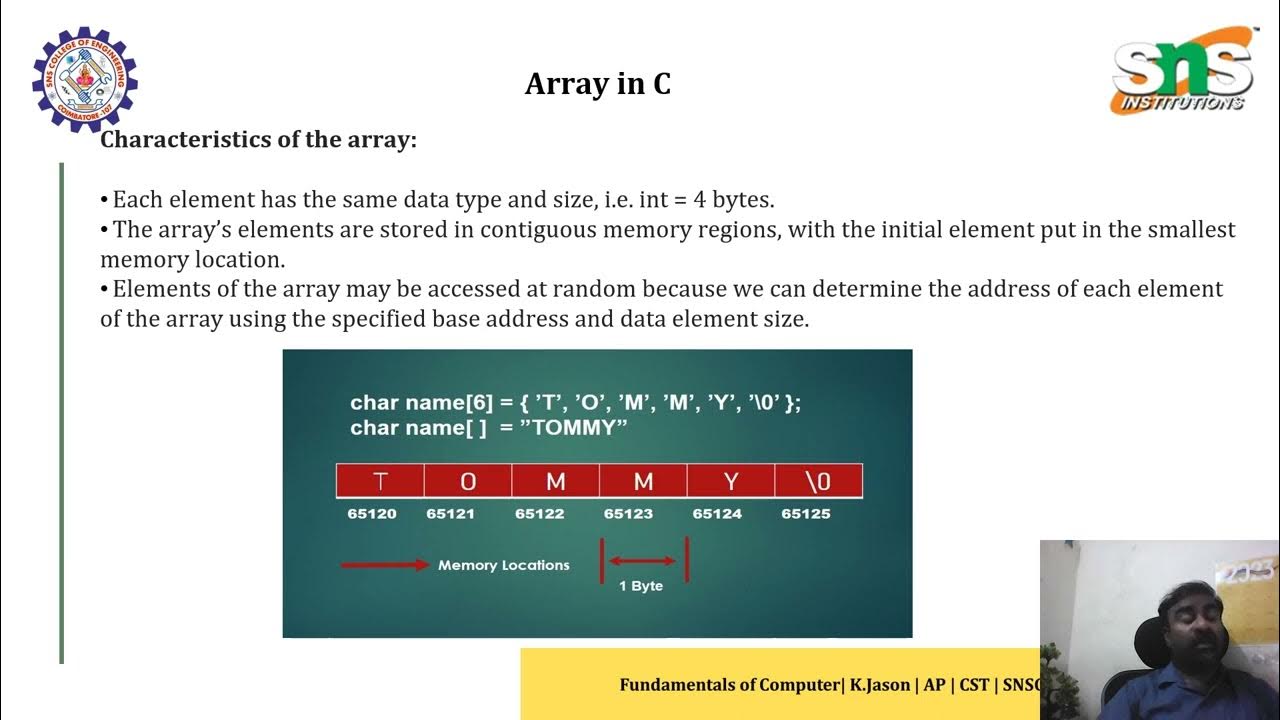 Array in C | K Jason | SNS INSTITUTIONS - YouTube