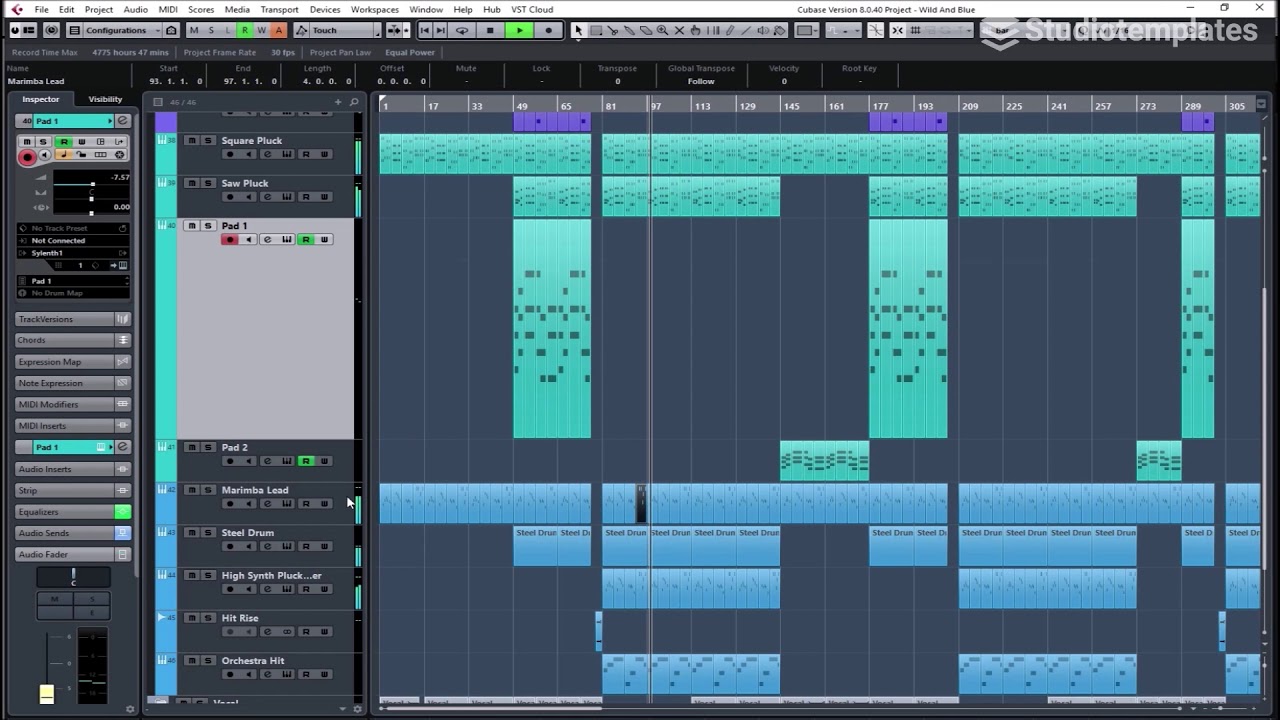 Wild And Blue (Cubase Template) by Studiotemplates - YouTube